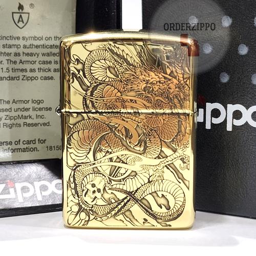 Jual Zippo Original Armor Skull Chinese Dragon 4 sisi Japan Finish ...