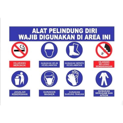 Jual SIGN STIKER AREA WAJIB APD ALAT PELINDUNG DIRI UK 45X30CM K3 RAMBU ...