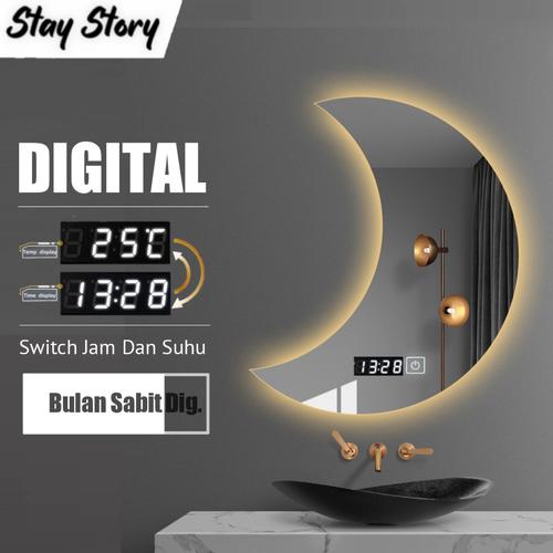 Promo Cermin Touch Screen Jam & Sabit Bulat Kaca Toilet Wastafel Kamar ...