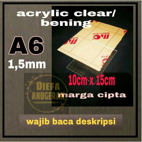 Jual Akrilik bening 1,5 mm 10x15/ Akrilik lembaran bening A6/Marga ...
