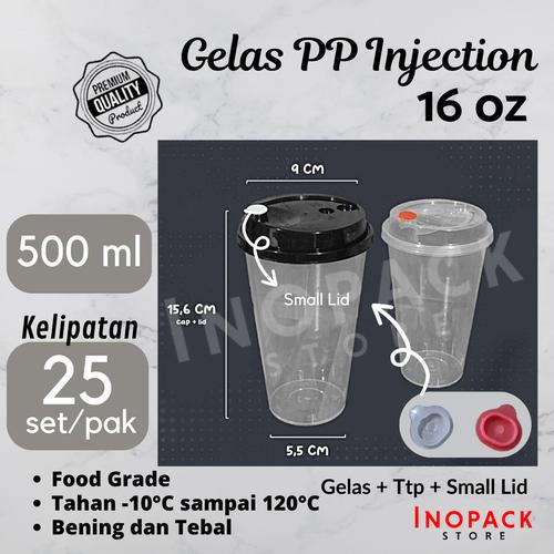 Jual PP cup INJECTION 16oz 500ml gelas plastik boba cheese tea thinwall ...