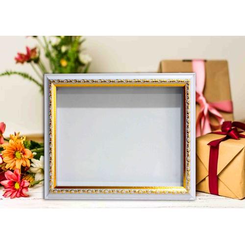 Jual Bingkai Frame 3D Space 3 cm ( 21 x 30 cm ) S 01 Ukir - Putih Gold ...