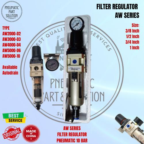 Jual Air Filter Regulator AW2000-02 1/4 Inch Manual Drain Pneumatic AW ...