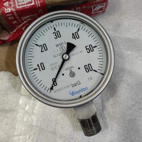 Jual Pressure Gauge 60BAR MONEL 4" 1/2" NPT BTM BOURDON EN 837-1 - Kota ...
