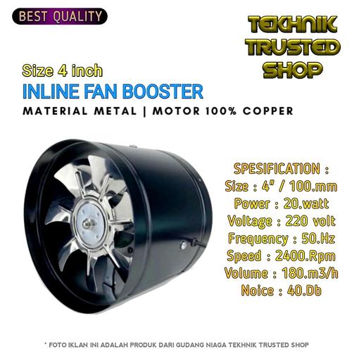 Jual Duct inline booster fan 4" 20w 220v Blower pipa hisap dorong exsos ...