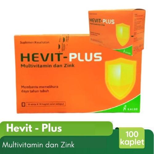 Jual Vitamin C Hevit Plus 100 Kaplet Multivitamin dan Zinc 1 box 100 ...
