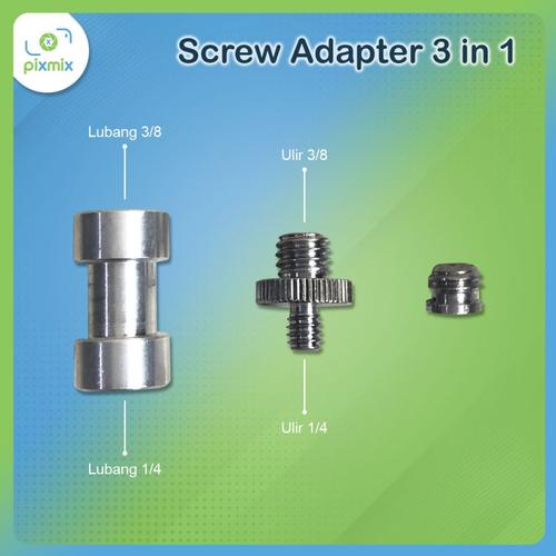 Jual Spigot 3 in 1-Screw 1/4 3/8 Converter Baut Adapter Mount Tripod ...