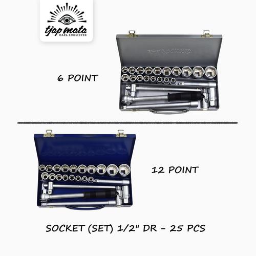 Promo TJAP MATA / CAP MATA Socket (SET-25 PCS) 1/2" DR | Metric - (CR ...