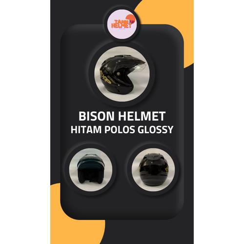 Jual Helm Bison Half Face Hitam Polos Glossy (Single Visor) - Jakarta ...