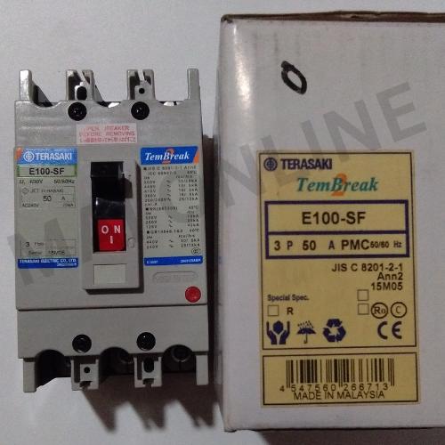 Jual TERASAKI MCCB E100SF 3P 50A 16KA @380VAC (100AF) PLUG-IN TYPE ...