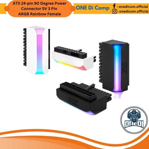 Jual FAB ATX 24-pin 90 Degree Power Connector 5V 3 Pin ARGB Rainbow ...