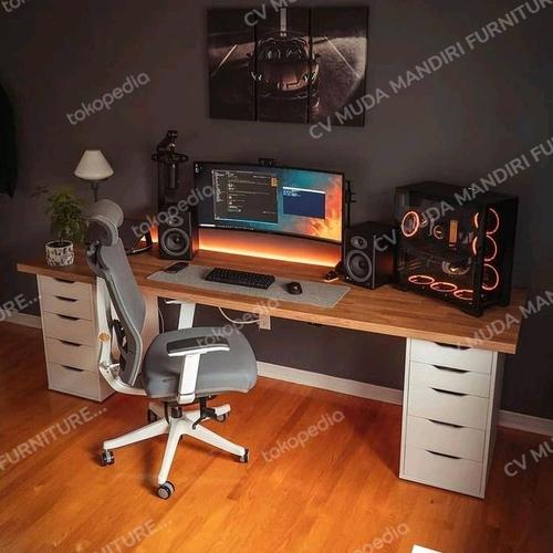 Jual Meja Gaming Nakas Kayu Mahoni Meja Komputer 2 Nakas Putih - Kab ...