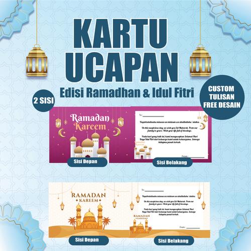 Jual KARTU UCAPAN IDUL FITRI / GREETING CARD / ACARA ULANG TAHUN 2 SISI ...