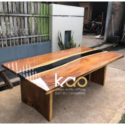 Jual Meja makan resin meja rapat meja tamu resin kayu trembesi 2meter - Kab. Jepara - KAYU ANTIQ ...