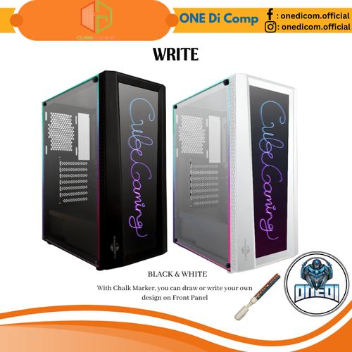 Jual Casing CUBE GAMING WRITE - ATX - WRITEABLE / Casing PC Gaming ...