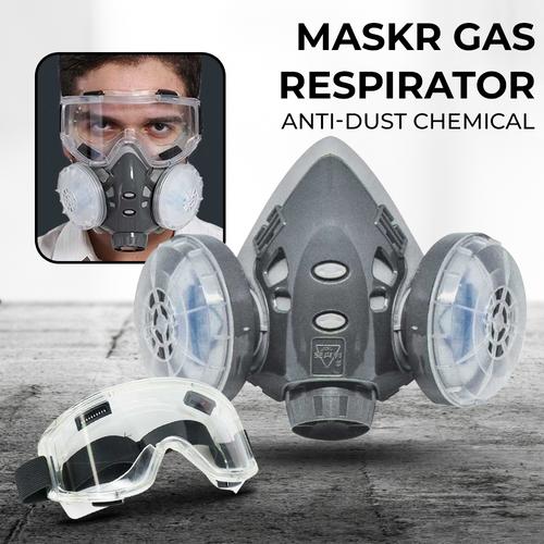 Jual Masker Gas Respirator dengan Safety Glasses Masker Lab Cat Amonia ...