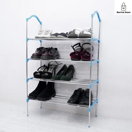 Jual Rak Sepatu 4 Tingkat /Tempat Sepatu Sandal Susun Rangka Besi ...