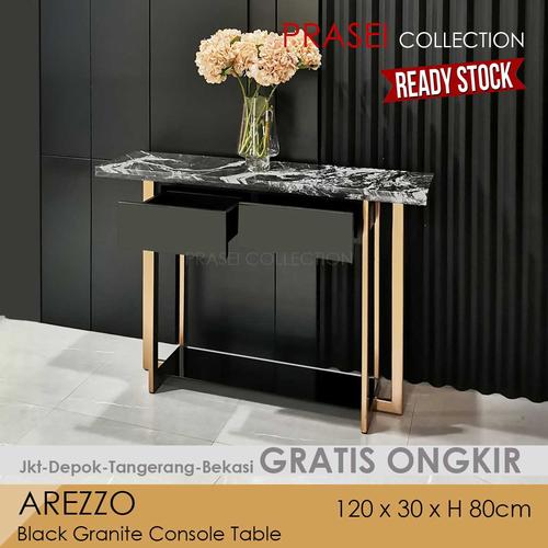 Jual AREZZO - Black Granite Console Table Meja Konsul Marmer Meja Tinggi - 120x30(-rak) - Kota ...