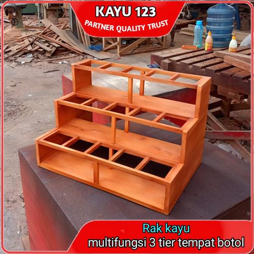 Jual Rak Kayu Multifungsi 3 Tier Rak Botol Ukuran Dalam Diameter 10 cm ...