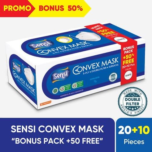 Jual Masker Sensi Convex Mask 4 Ply Earloop isi 20 + 10 - White ...