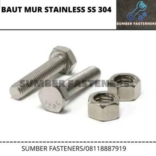 Jual Baut dan Mur / Baut Hexagonal M4x30 / M4x30 Stainless SS304 Anti ...