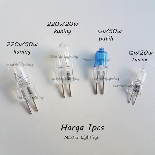 Jual Lampu halogen kacang non led putih kuning 12v 220v 20w 50w kaki ...