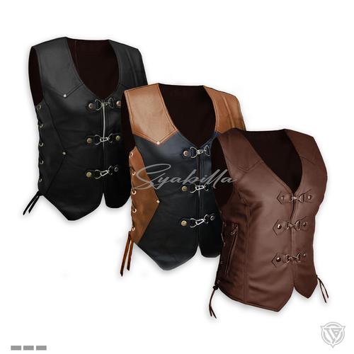 Jual synthetic leather vest. rompi kulit sintetis. rompi motor pria ...