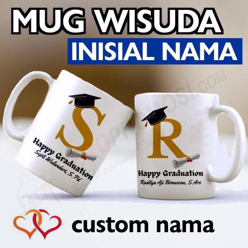 Jual Kado Mug Wisuda Inisial Nama - Hadiah Mug Graduation A-T - A-B, 1 ...