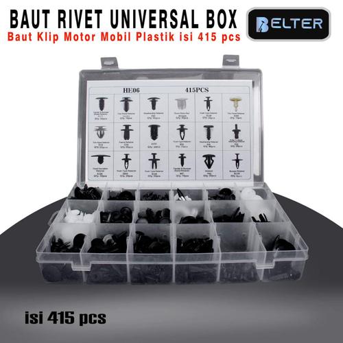 Jual Set Baut Rivet Plastik Mobil Universal Baud Ripet Klip - 415PCS ...