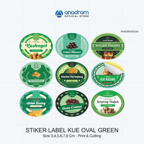 Jual Stiker Label Kue Oval Green | Sticker Label Kue Kering | Anadrom ...