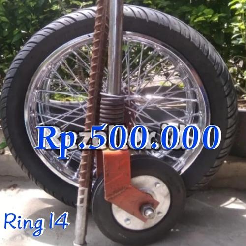 Jual 1 SET FULL RODA GEROBAK JARI-JARI RING 14 BERIKUT RODA BELAKANG DAN AS - ring 14, 75cm ...