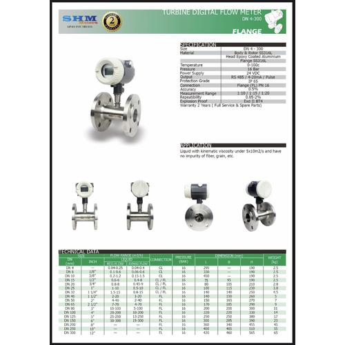 Jual Turbine flow meter, stainless steel, digital, flange, size 6"-10 ...
