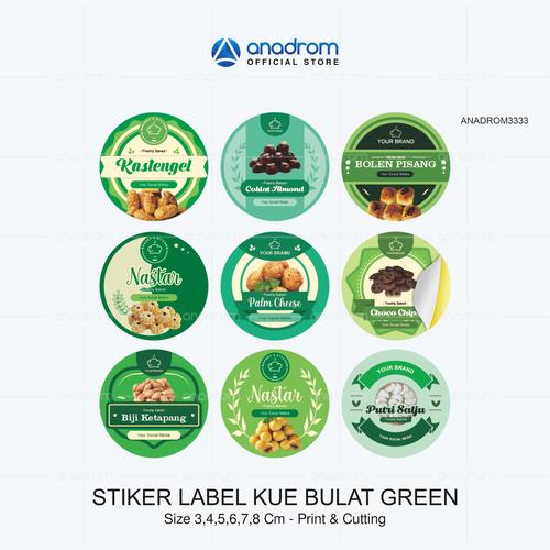 Jual Stiker Label Kue Bulat Green| Sticker Label Kue Kering | Anadrom ...