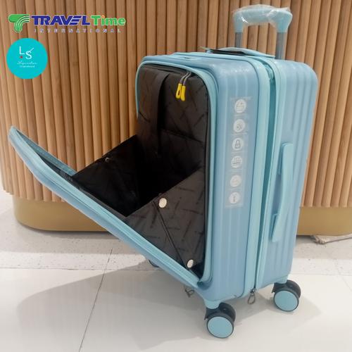 Jual koper 20 inch (kabin) travel time buka depan SAB07 sky blue ...