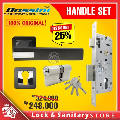 Jual Handle Pintu Set BOSSINI DR-211 MBSN CP Gagang Pintu Komplit Set ...