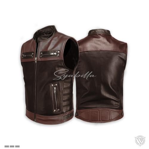 Jual Rompi Classic. Rompi Motor Kulit Sintetis. Riding Vest - Coklat ...