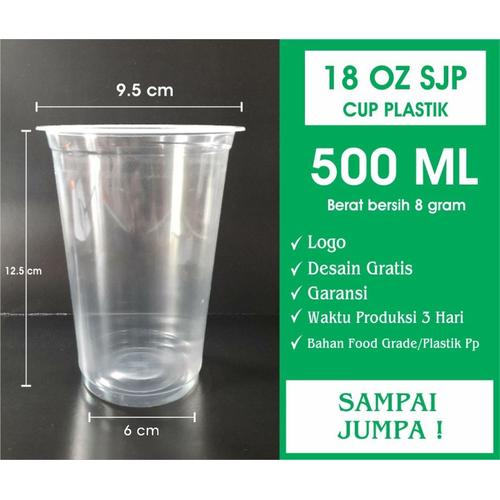 Jual Gelas Plastik Cup Boba Thai Tea Jus Kopi 18 Oz SJP 8 gram Polos ...