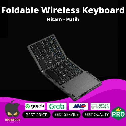 Jual Foldable Wireless Keyboard & Touchpad Bluetooth Lipat Mac iPad HP ...