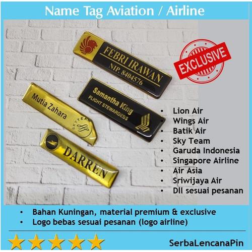 Jual Name Tag Air Asia Batik Lion Wings Singapore Airline Cabin ...