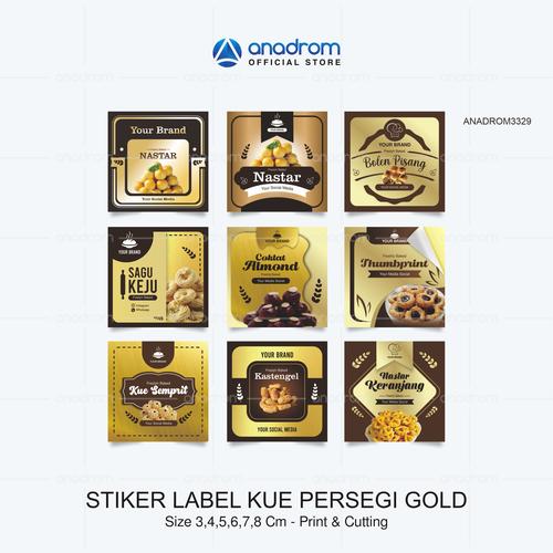 Jual Stiker Label Kue Persegi Gold | Sticker Label Kue Kering | Anadrom ...