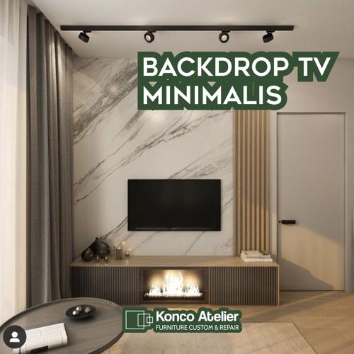 Jual BACKDROP TV MINIMALIS MULTIPLEKS FINISHING HPL - BACKDROP TV ...