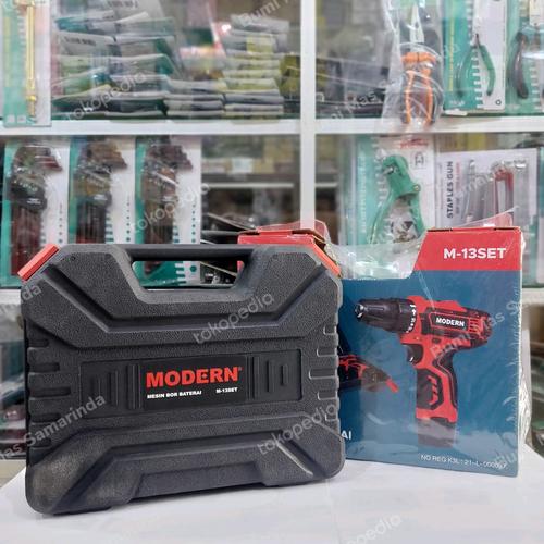 Jual MESIN BOR CAS CORDLESS 12V MODERN M-13 SET / MESIN BOR BATERAI M13 ...
