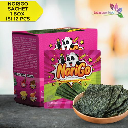 Jual Norigo 1 BOX ISI 12 / Nori Sachet Seaweed Snack 3g Halal Balado ...