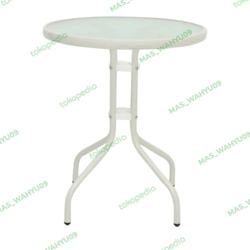 Jual Soleil 60 Cm Meja Teras/ Meja Bulat/meja besi/meja kaca - Putih ...