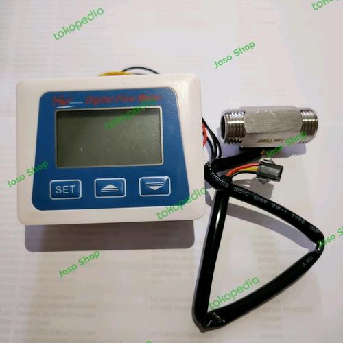 Jual Digital Flow Meter Display With Water Sensor Stainless 1/2 inch ...