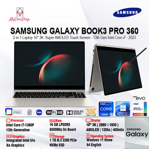 Jual SAMSUNG GALAXY BOOK3 PRO 360 2IN1 i7-1360P 16GB 1TB SSD 16" 3K AMOLED - GRAPHITE - Jakarta ...