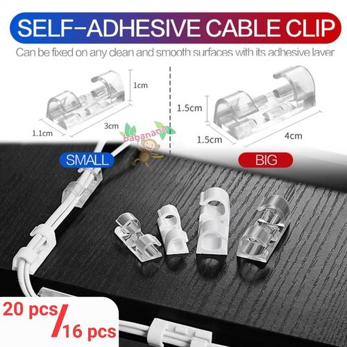 Jual 16Pcs 20Pcs Cable Clip Besar Organizer Klip Penjepit Merapikan ...
