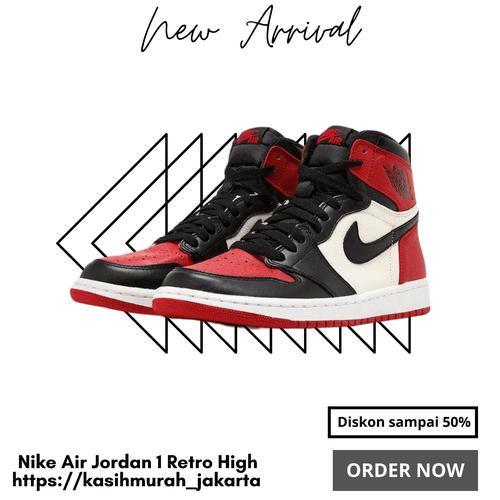 Jual Nike Air Jordan 1 Retro High OG Black Toe BNIB 100% - Merah, 39 ...