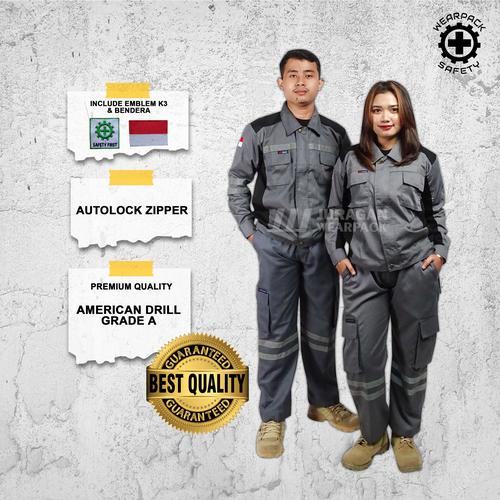 Jual Baju Proyek Setelan Merk Juragan Wearpack Model Ultimate Abu Hitam ...