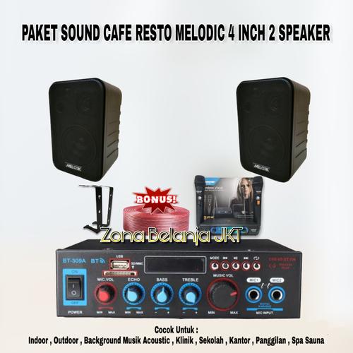 Jual PAKET SOUND SYSTEM AUDIO CAFE RESTO MELODIC 4 INCH 2 SPEAKER ( SET ...